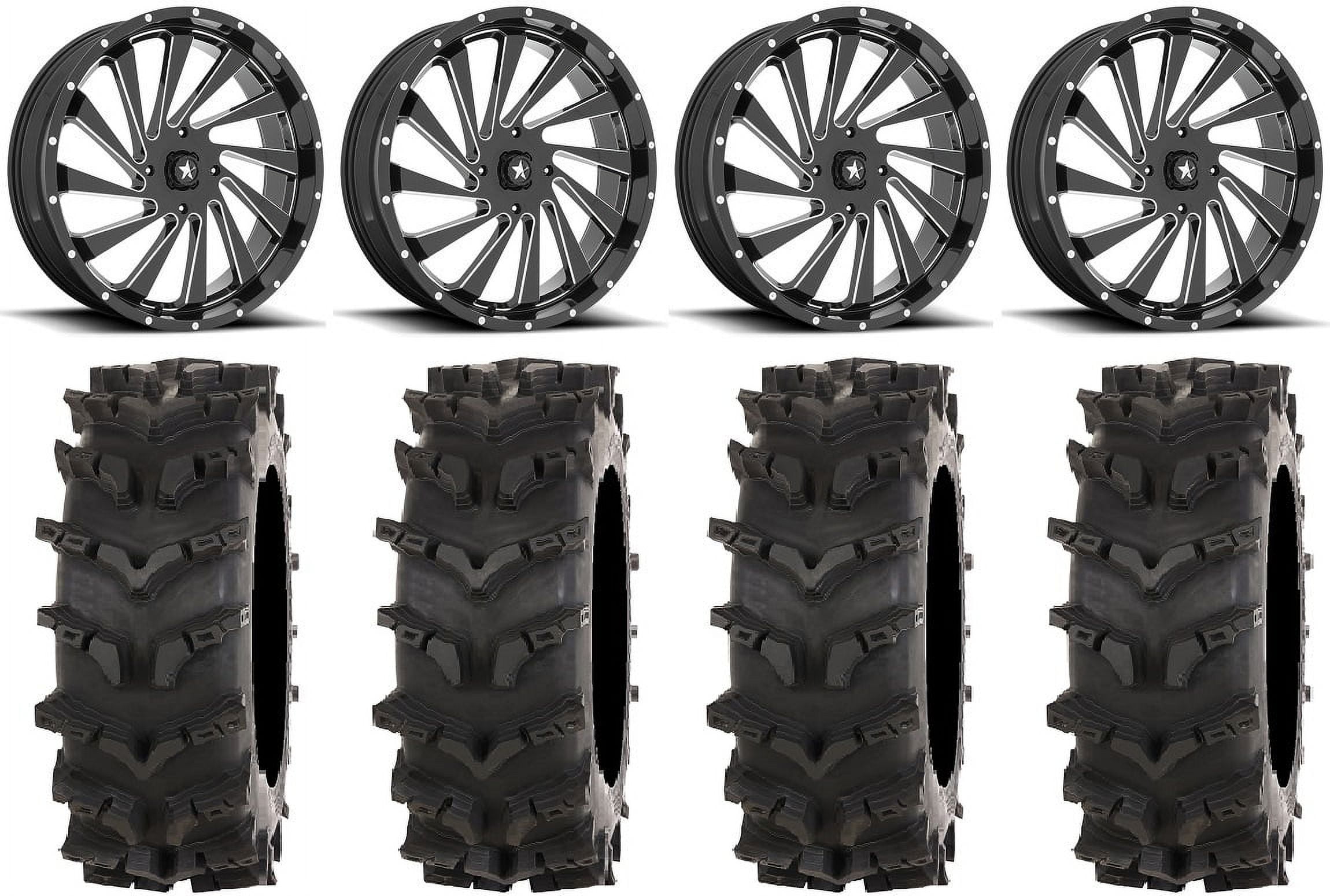 MSA Blade 20" Wheels Milled 35" Out&Back Max'd Tires Kawasaki Mule Pro ...