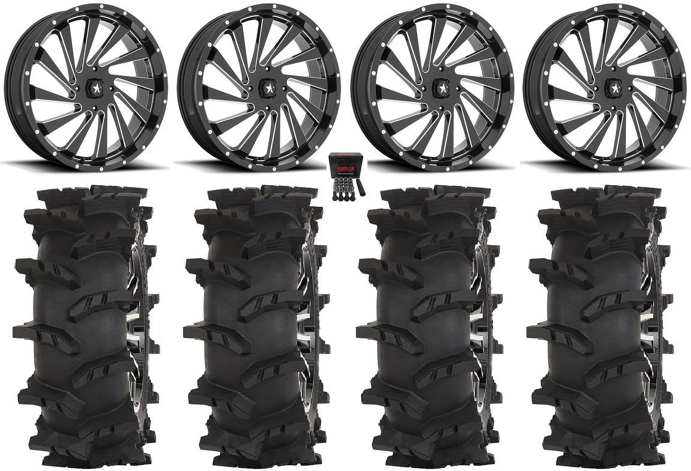MSA Blade 20" Wheels Milled 35" Outlaw Max Tires Kawasaki Teryx Mule ...