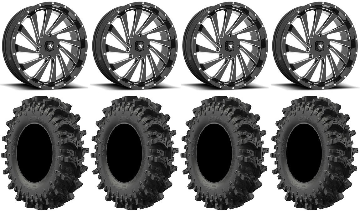MSA Blade 22" Wheels Milled 33" MotoSlayer Tires Sportsman RZR Ranger ...