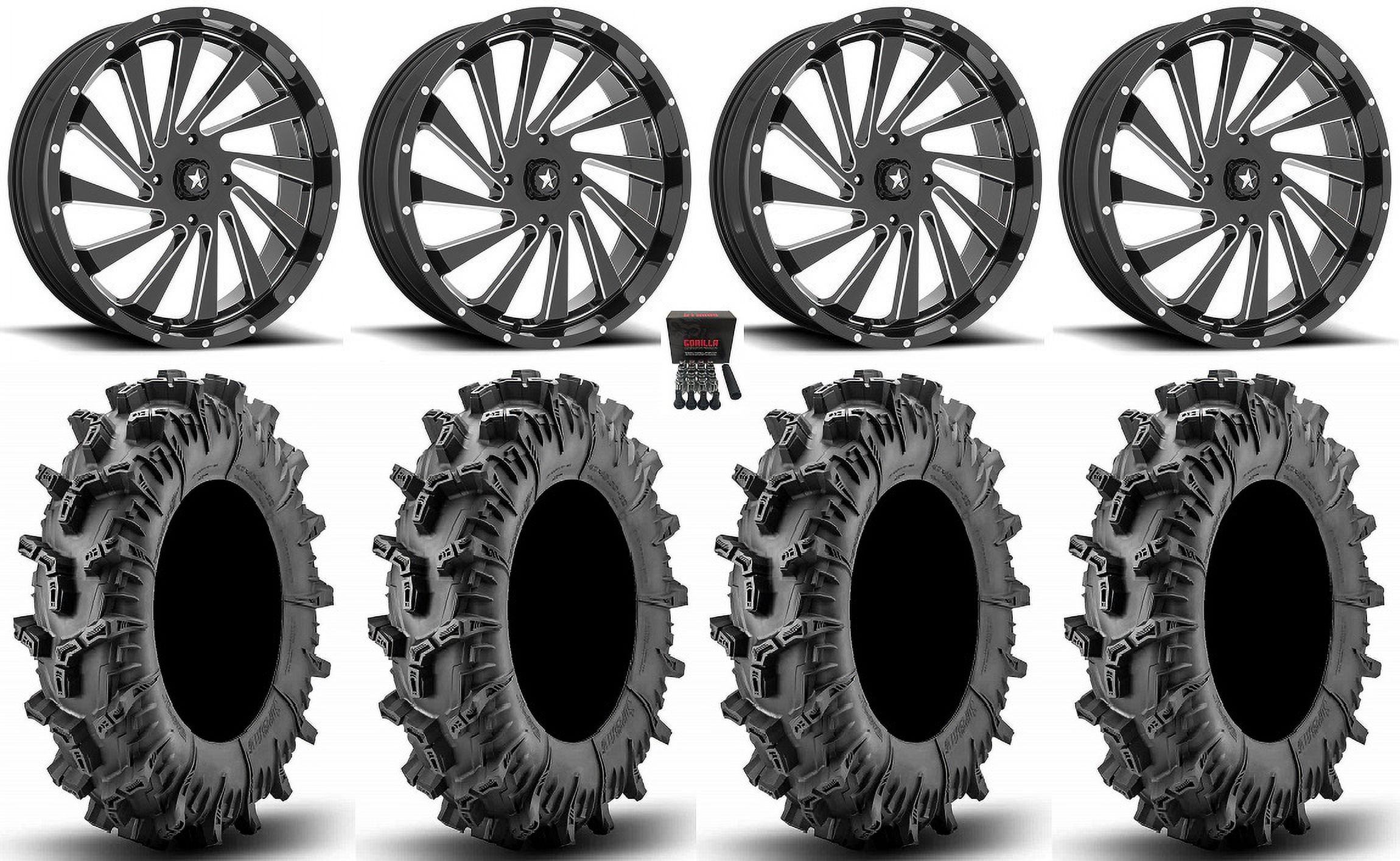 MSA Blade 22" Wheels Milled 35" Terminator Max Tires Can-Am Commander ...