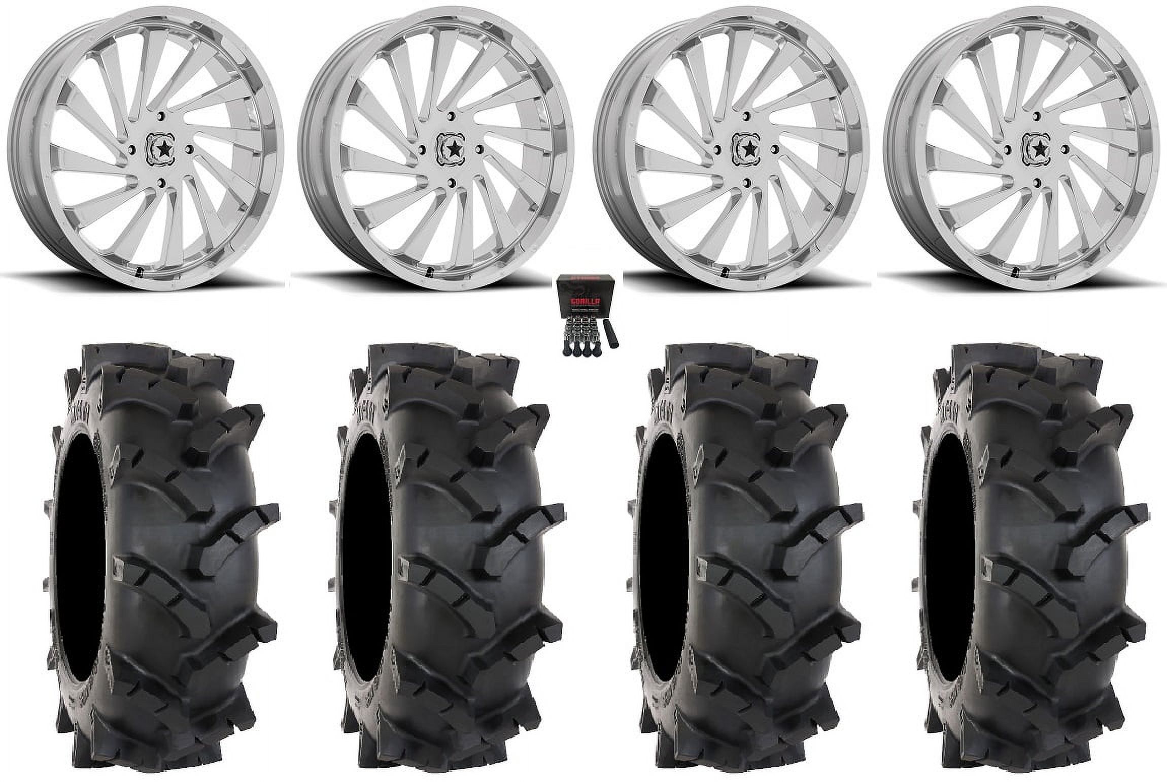 MSA Blade 24" Wheels Chrome 40" MT410 Tires Can-Am Maverick X3 / Honda ...