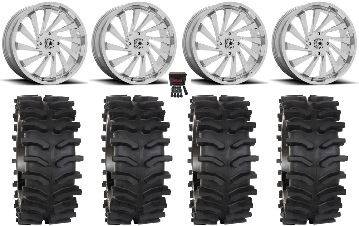 MSA Blade 24" Wheels Chrome 40" XT400W Tires Can-Am Commander Maverick ...