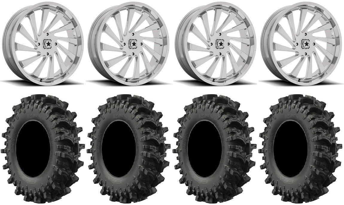 MSA Blade 24" Wheels Chrome 50" MotoSlayer Tires Polaris RZR XP 1000 ...