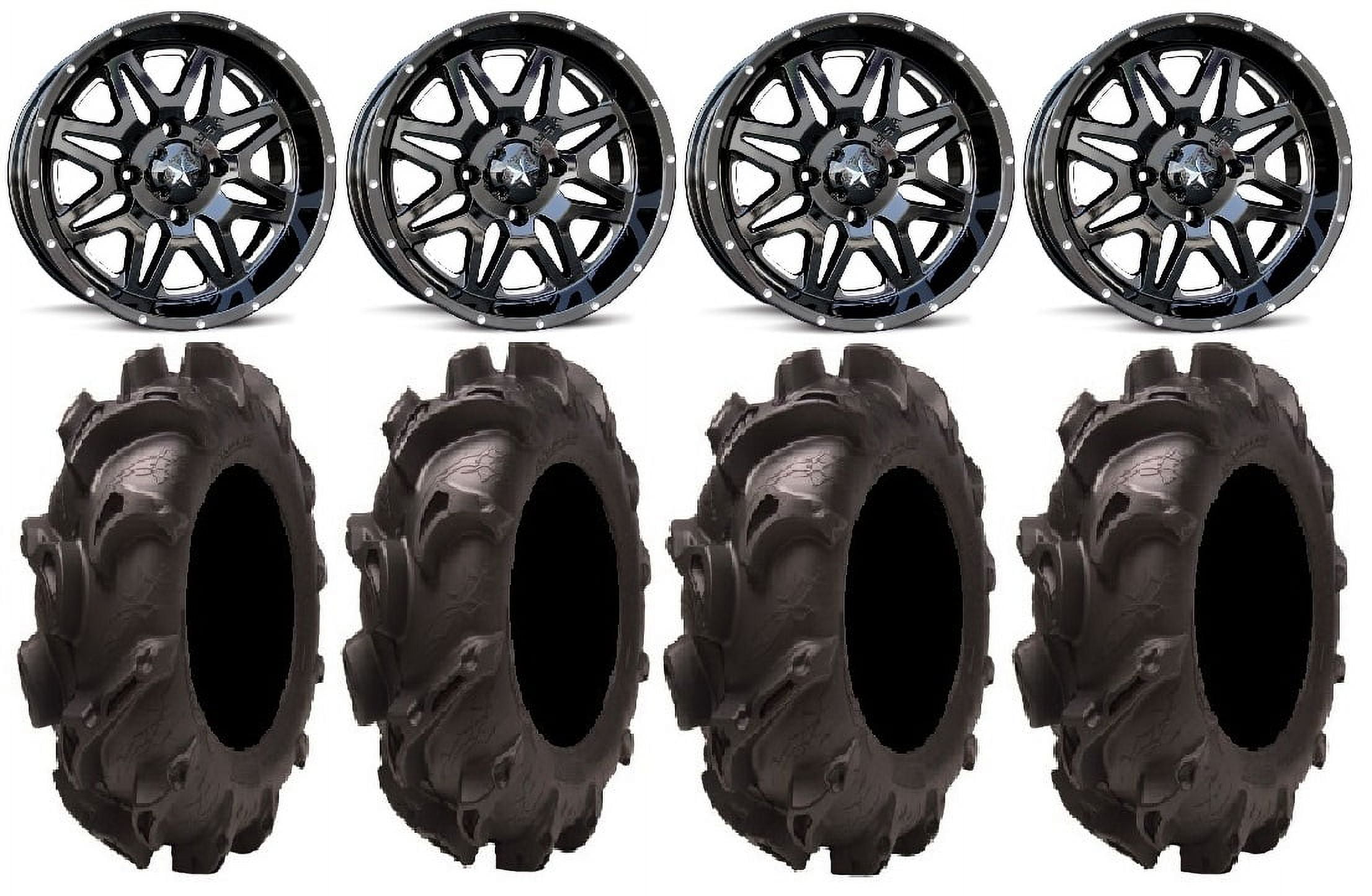 MSA Blk Vibe 14" UTV Wheels 30" Monster Mayhem Tires Yamaha Viking ...