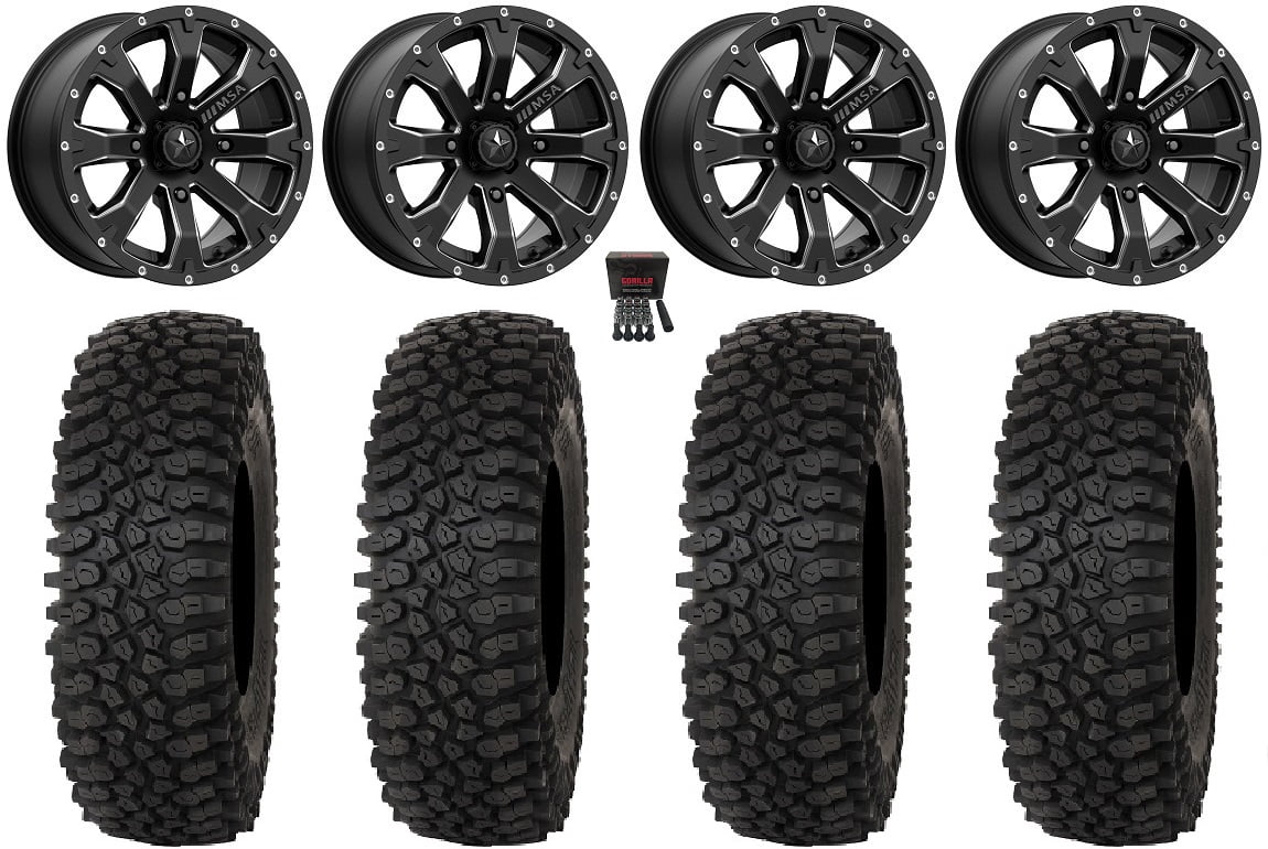 MSA Bounty 14" Wheels Black 28" Roctane ST Tires Honda Pioneer ...