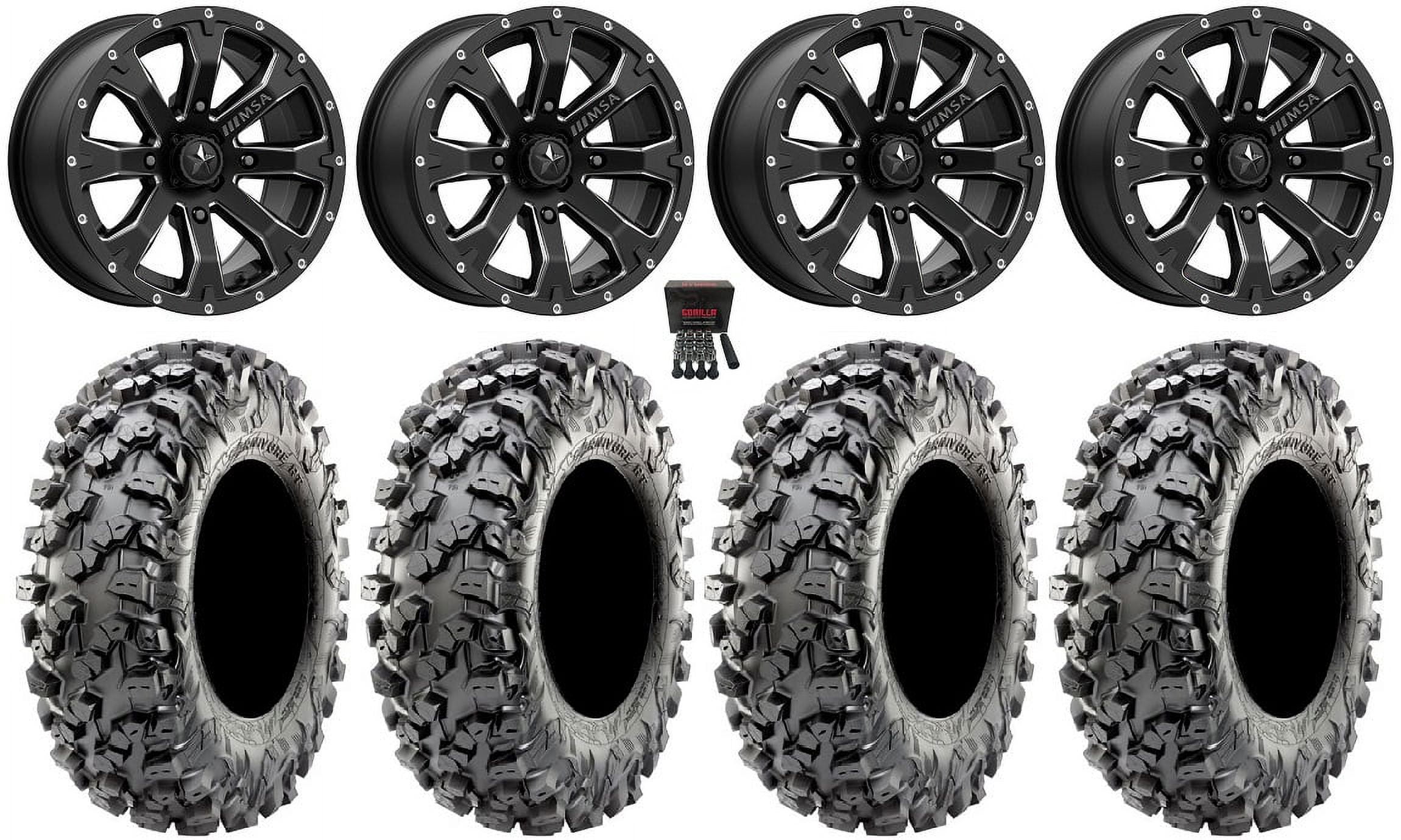 MSA Bounty 14" Wheels Black 30" Carnivore R/T Tires Polaris RZR XP 1000 ...