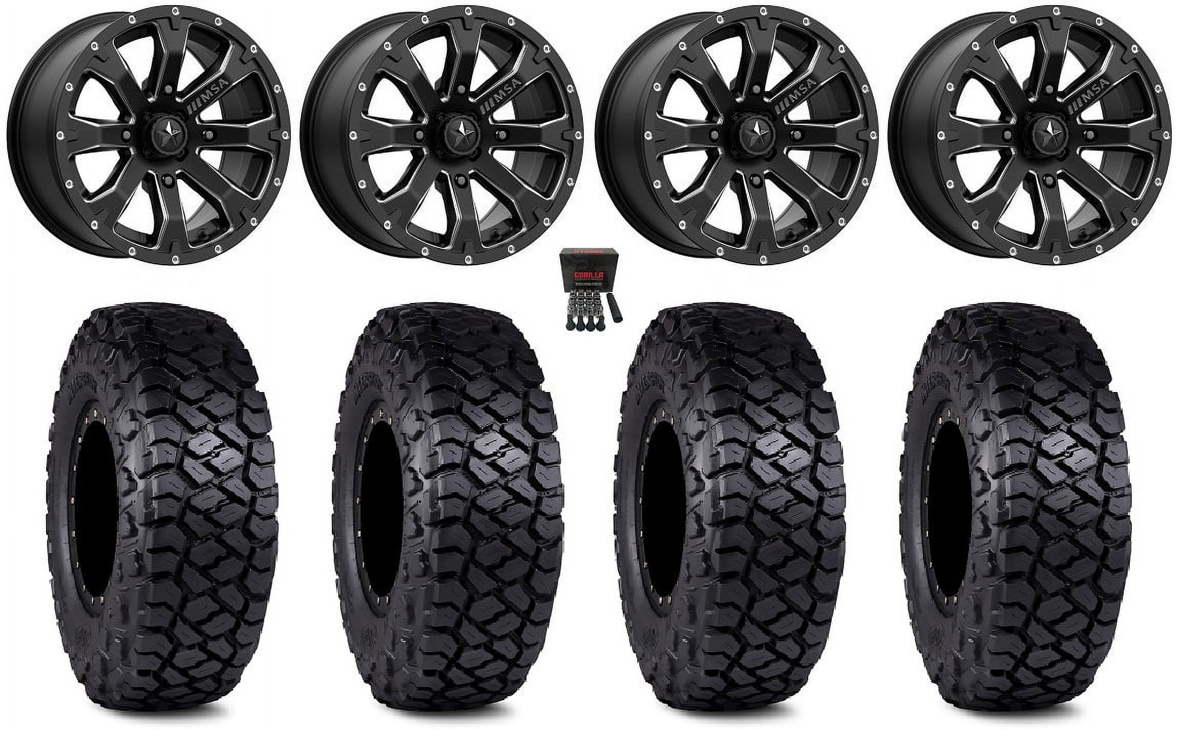 MSA Bounty 14" Wheels Black 30" Intersect Tires Yamaha Viking Wolverine ...