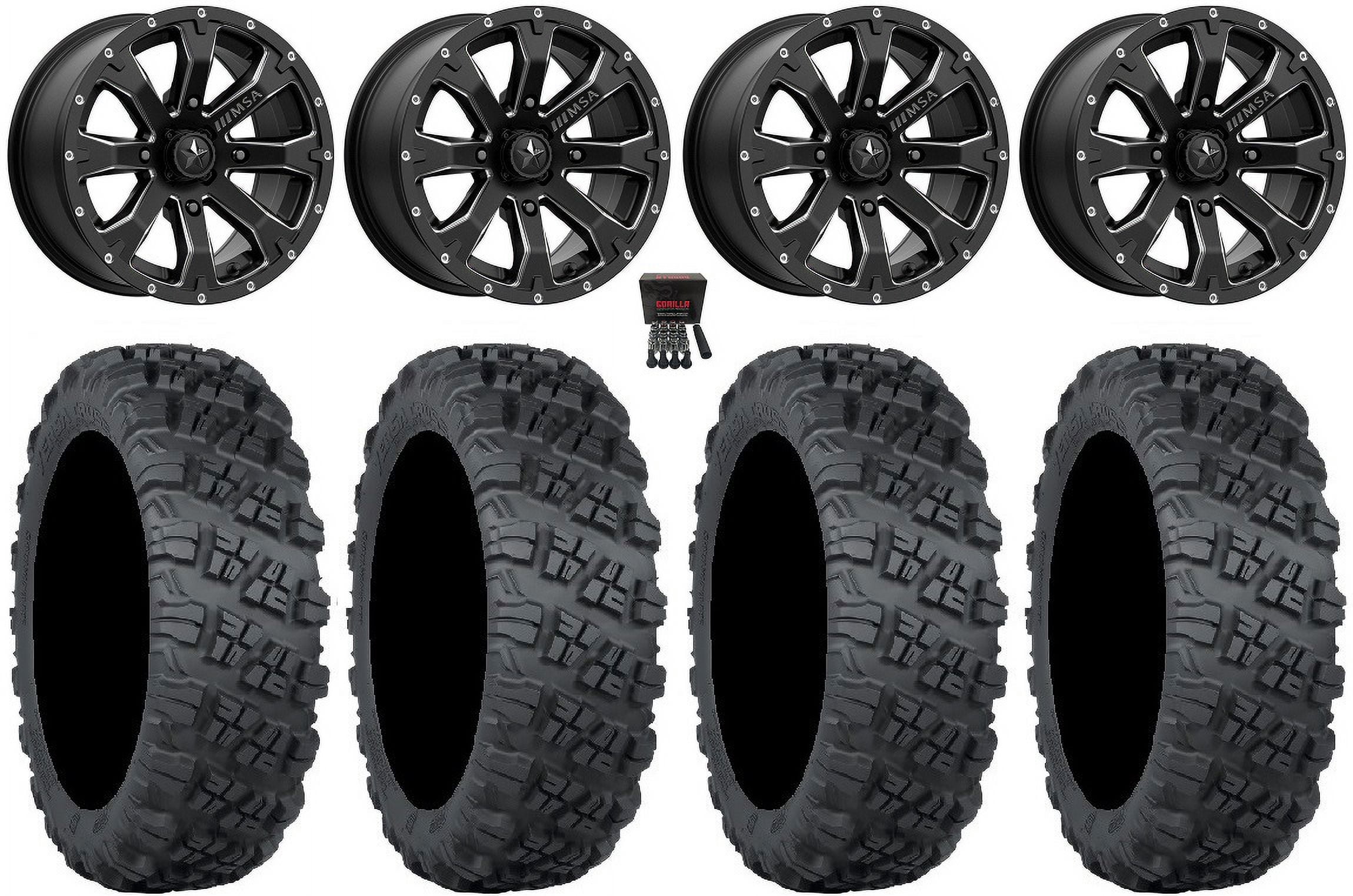 MSA Bounty 14" Wheels Black 30" Versa Cross V3 Tires Honda Rincon ...