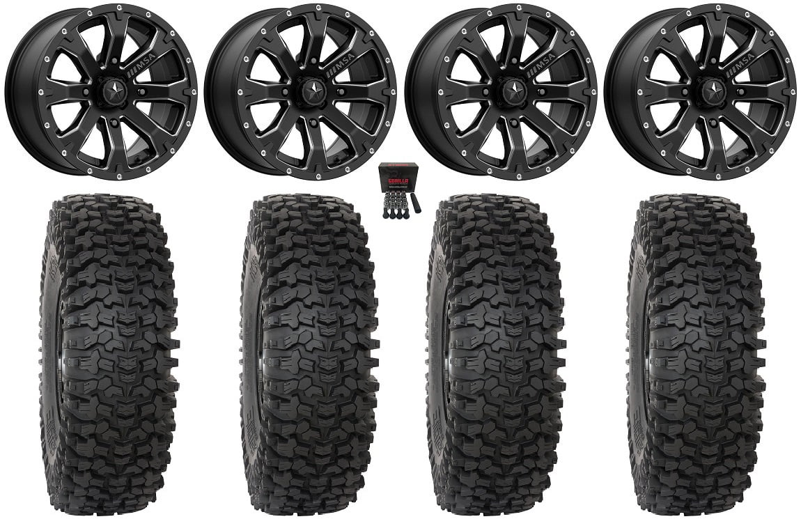 MSA Bounty 15" Wheels Black 32" RC500S Sticky Tires Sportsman RZR ...