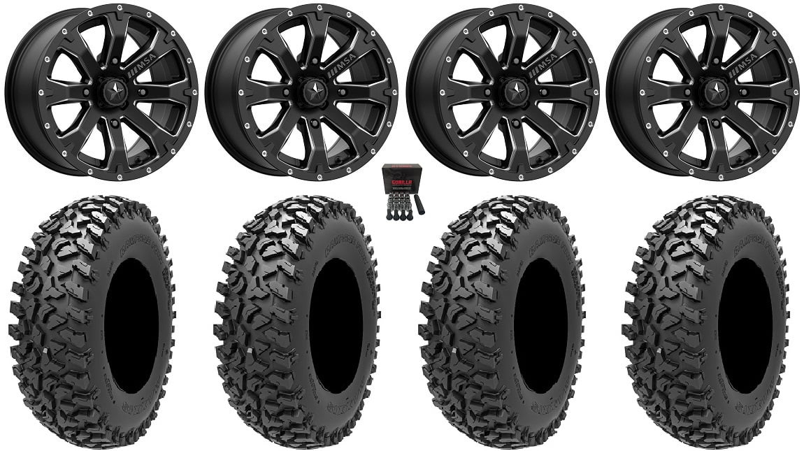 MSA Bounty 15" Wheels Black 32" Rampage Fury Tires Sportsman RZR Ranger ...