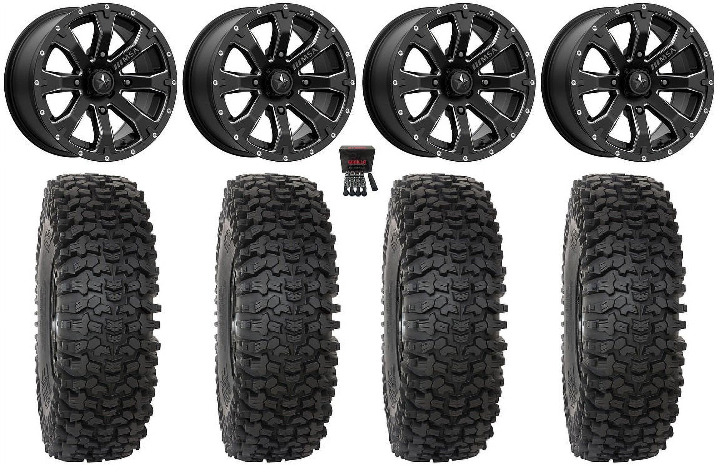 MSA Bounty 15" Wheels Black 37" RC500S Sticky Tires Can-Am Commander ...