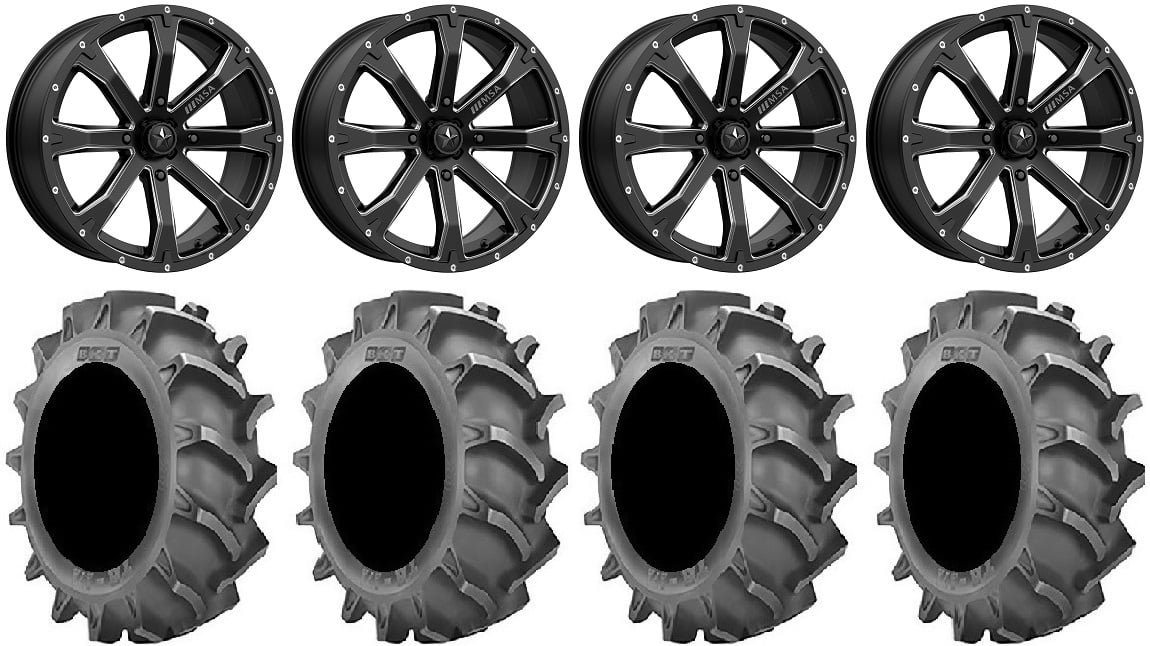 MSA Bounty 18" Wheels Black 33x8 (4ply) BKT 171 Tires Can-Am Maverick ...
