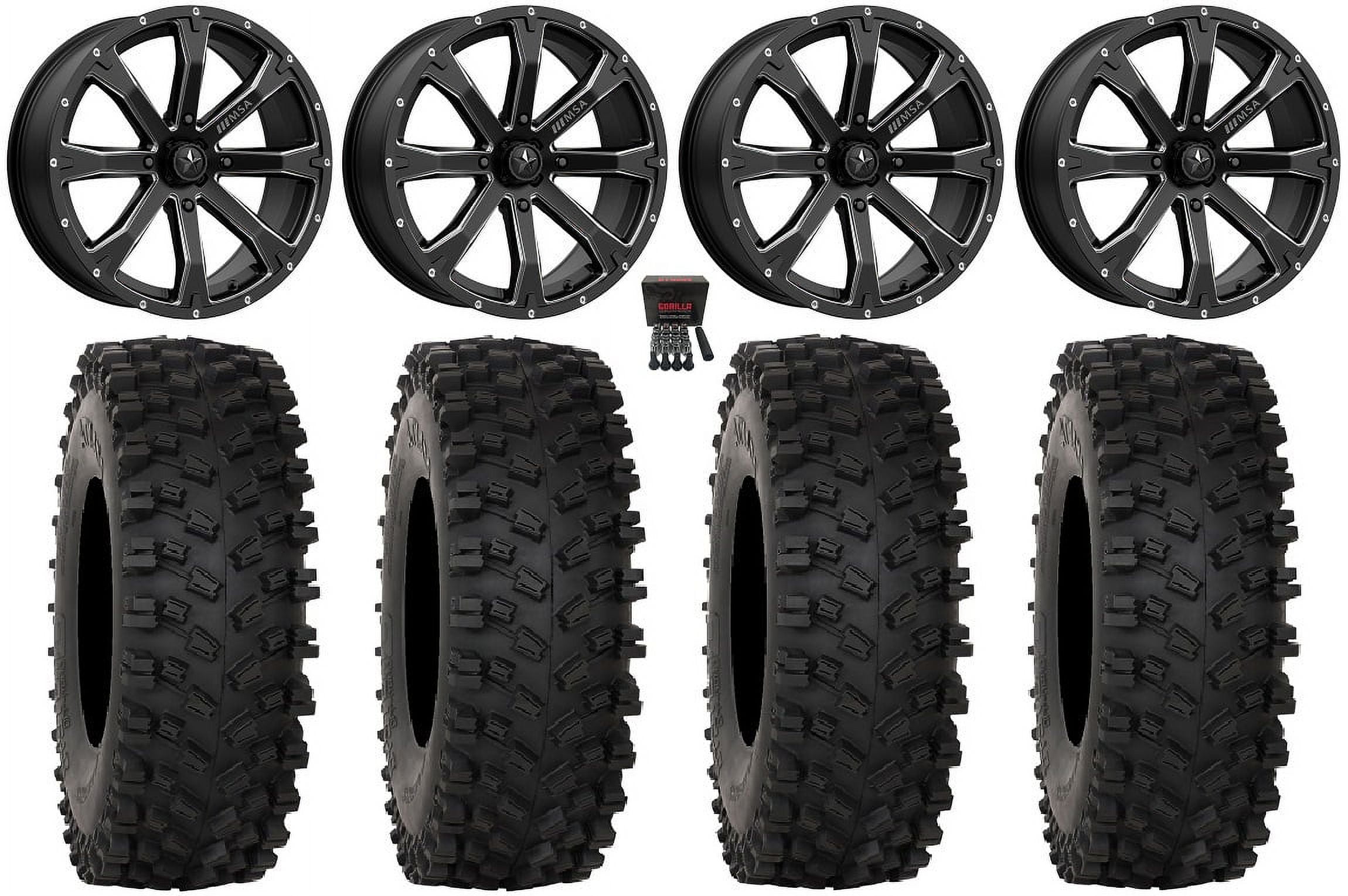 MSA Bounty 18" Wheels Black 35" ATX470 Tires Can-Am Commander Maverick ...