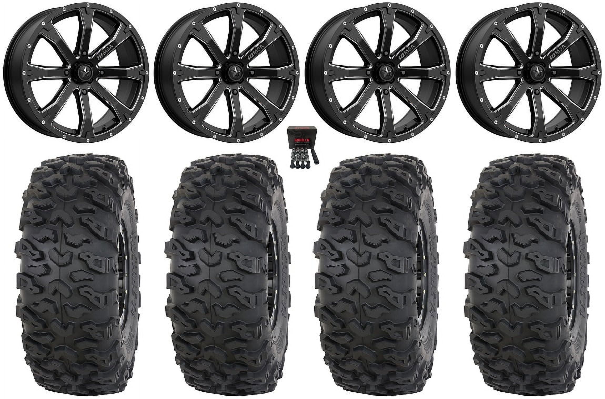 MSA Bounty 18" Wheels Black 37" Roctane T4 Tires Can-Am Commander ...
