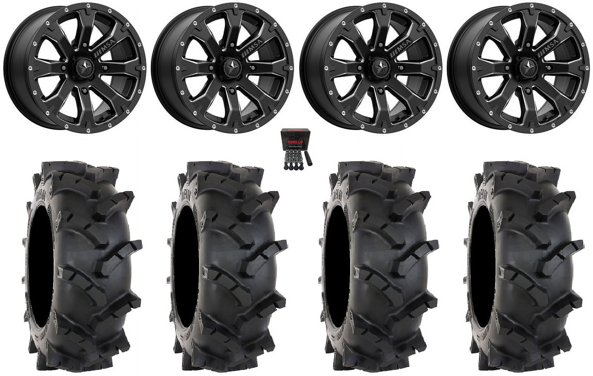 MSA Bounty 20" Wheels Black 33" MT410 Tires Polaris RZR XP 1000 / PRO XP / Ranger XP 900/1000 ...