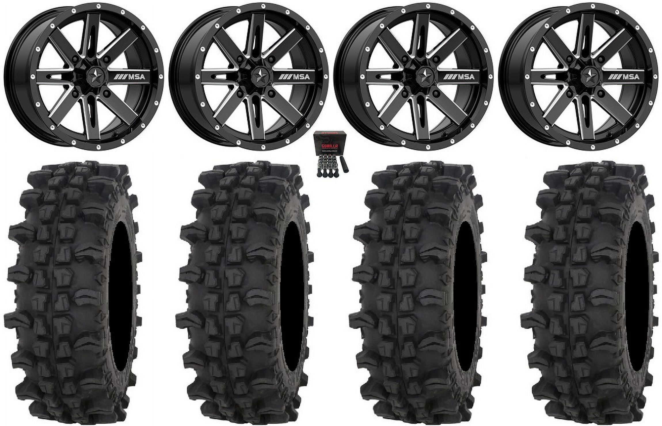 MSA Boxer 14" Wheels Milled 27" ACP Tires Honda Pioneer - Walmart.com