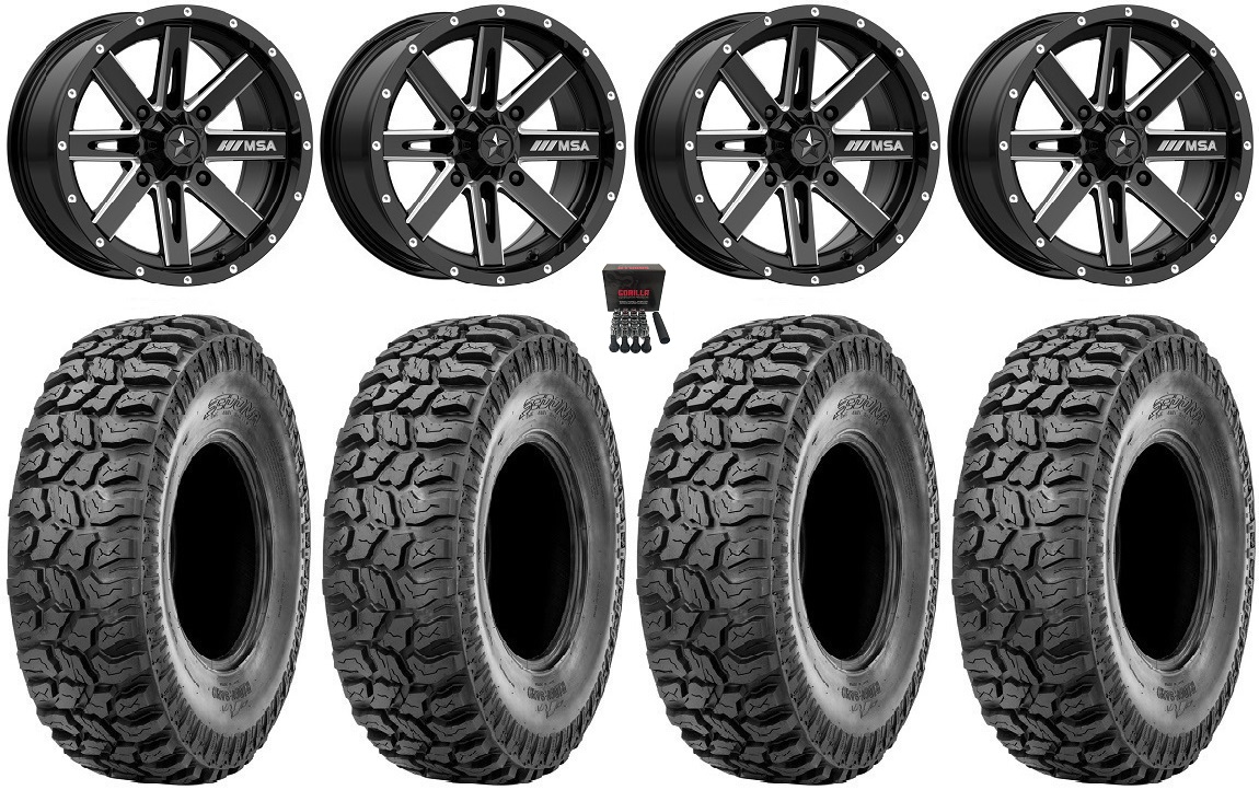 MSA Boxer 14" Wheels Milled 27" Ridge Saw 2.0 Tires Honda Rincon Yamaha ...