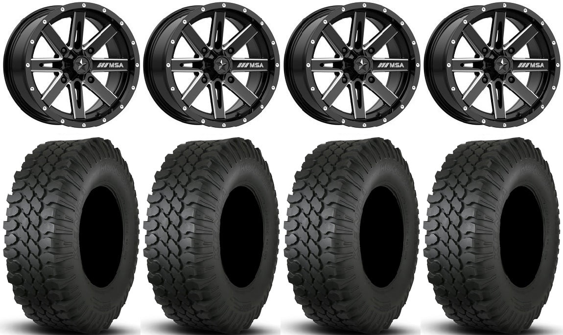 MSA Boxer 14" Wheels Milled 28" Kongur Tires Yamaha Viking Wolverine ...