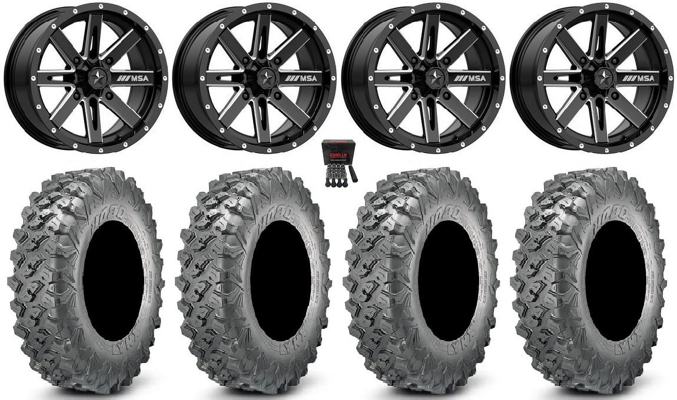 MSA Boxer 14" Wheels Milled 28" Lynx SXS Tires Honda Rincon Yamaha ...