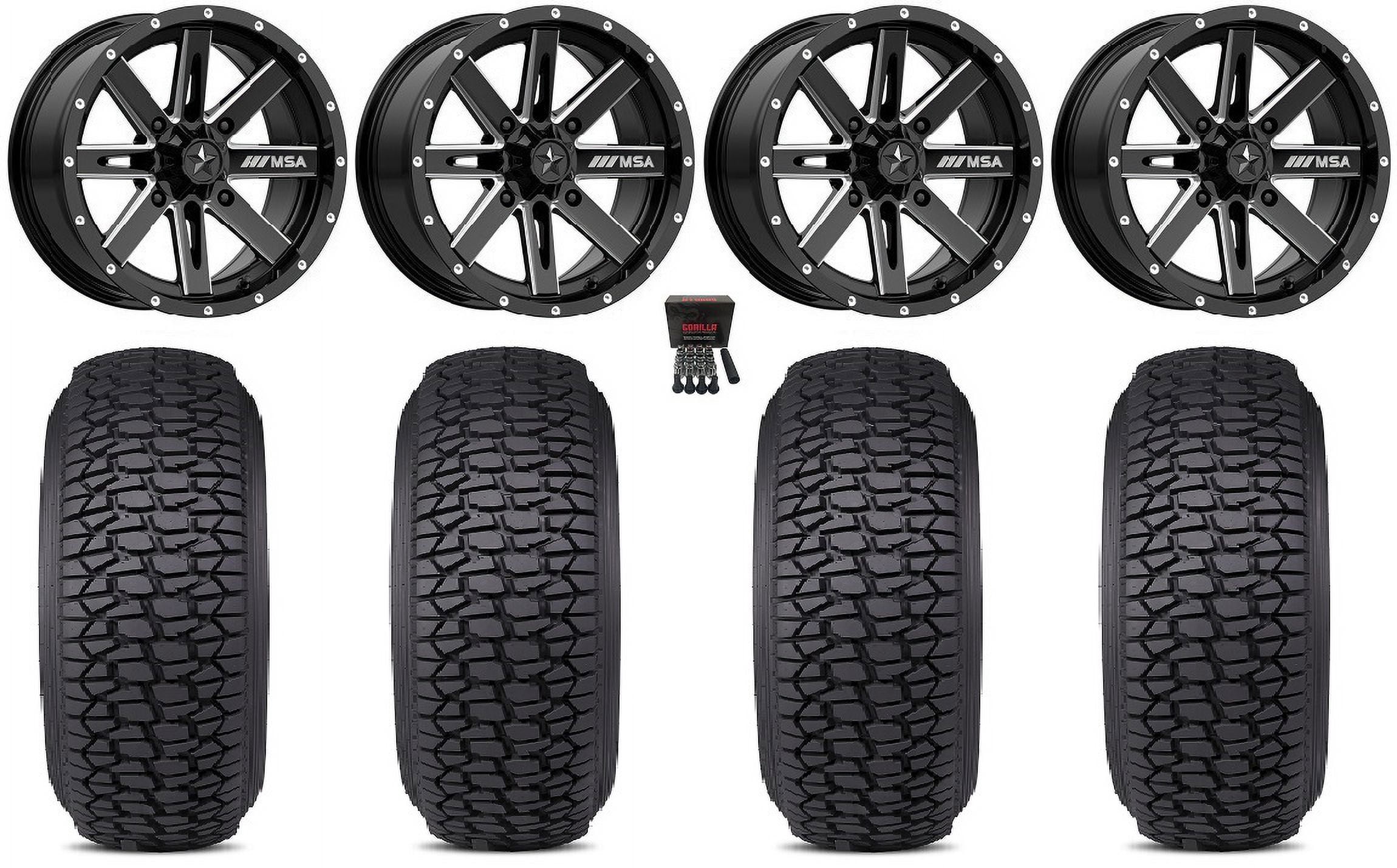 MSA Boxer 14" Wheels Milled 28" Regulator 2 Tires Can-Am Maverick X3 ...