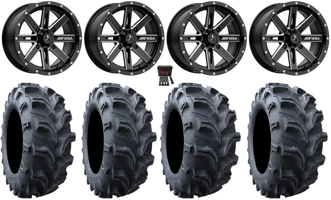 MSA Boxer 14" Wheels Milled 28" Vampire II Tires Can-Am Maverick X3 ...