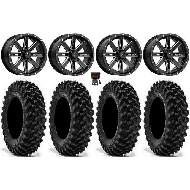 MSA Boxer 14" Wheels Milled 28" Warrior XT Tires Polaris RZR XP 1000 ...