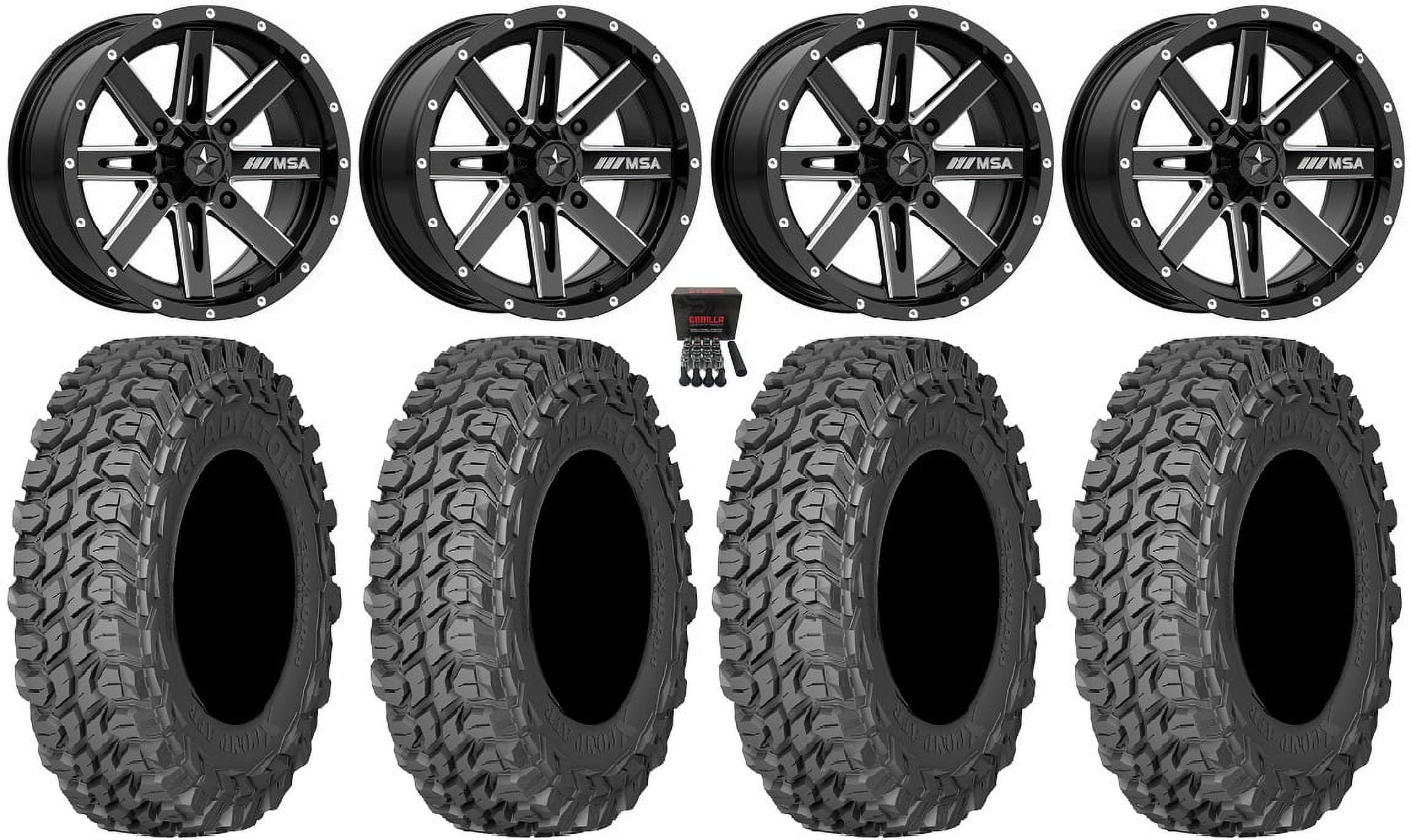 MSA Boxer 14" Wheels Milled 28" X Comp ATR Tires Honda Rincon Yamaha ...