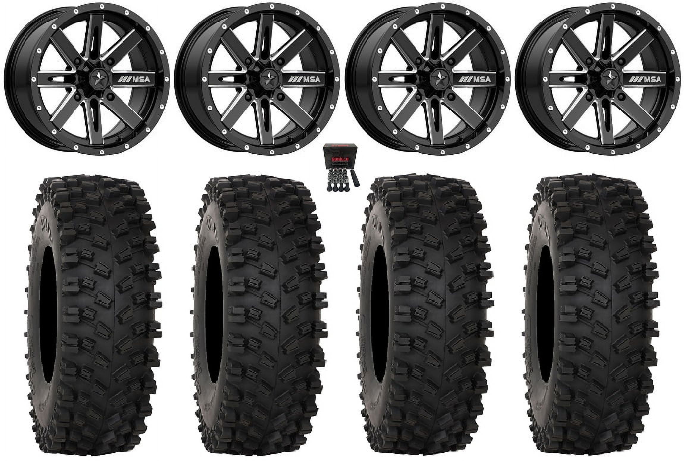 MSA Boxer 14" Wheels Milled 30" ATX470 Tires Can-Am Commander Maverick ...