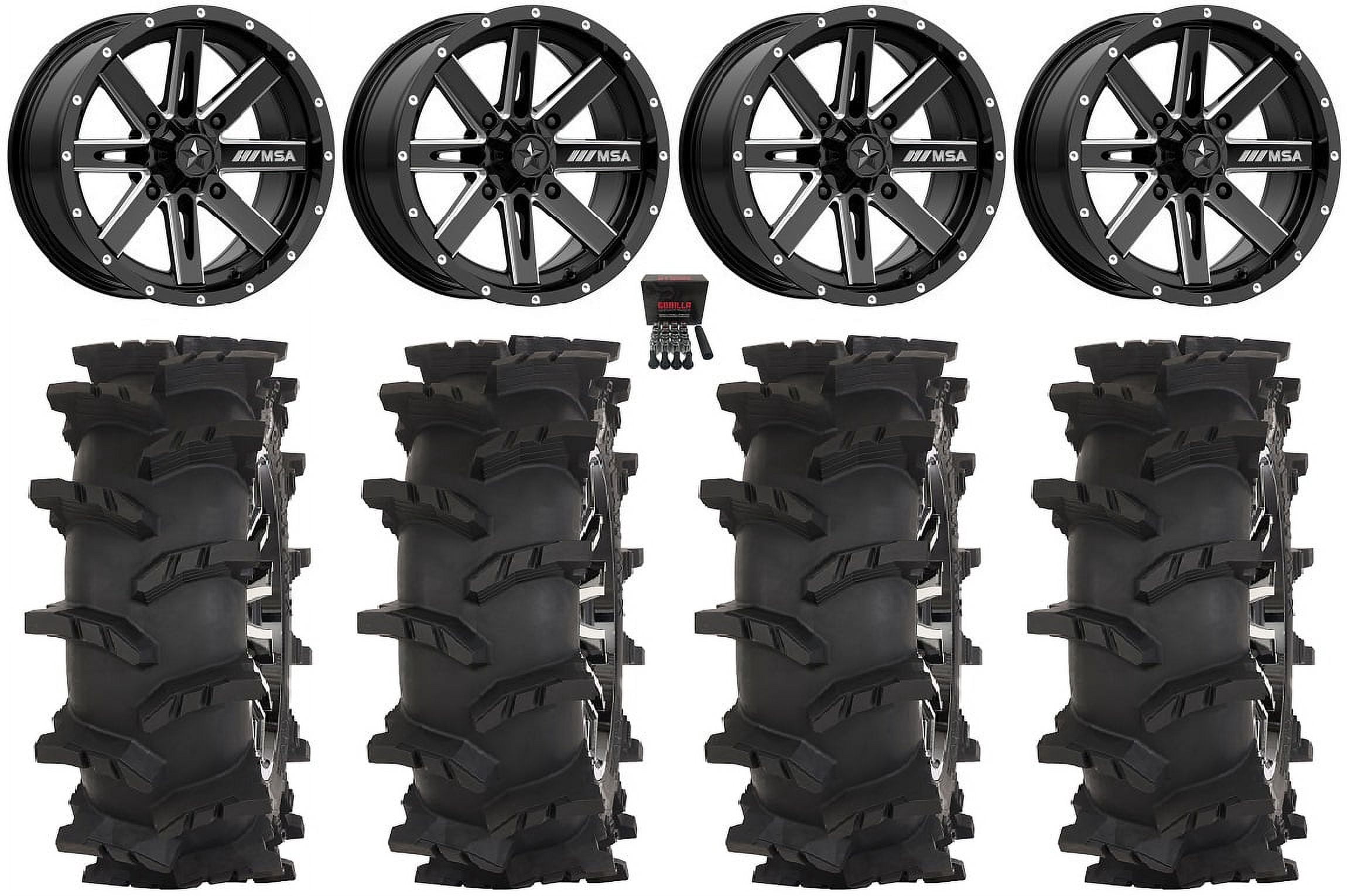 MSA Boxer 14" Wheels Milled 30" Outlaw Max Tires Honda Rincon Yamaha ...