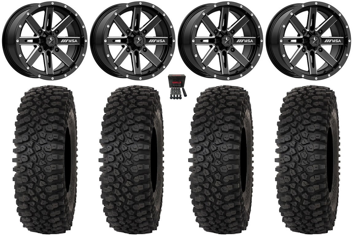 MSA Boxer 14" Wheels Milled 30" Roctane ST Tires Honda Rincon Yamaha ...