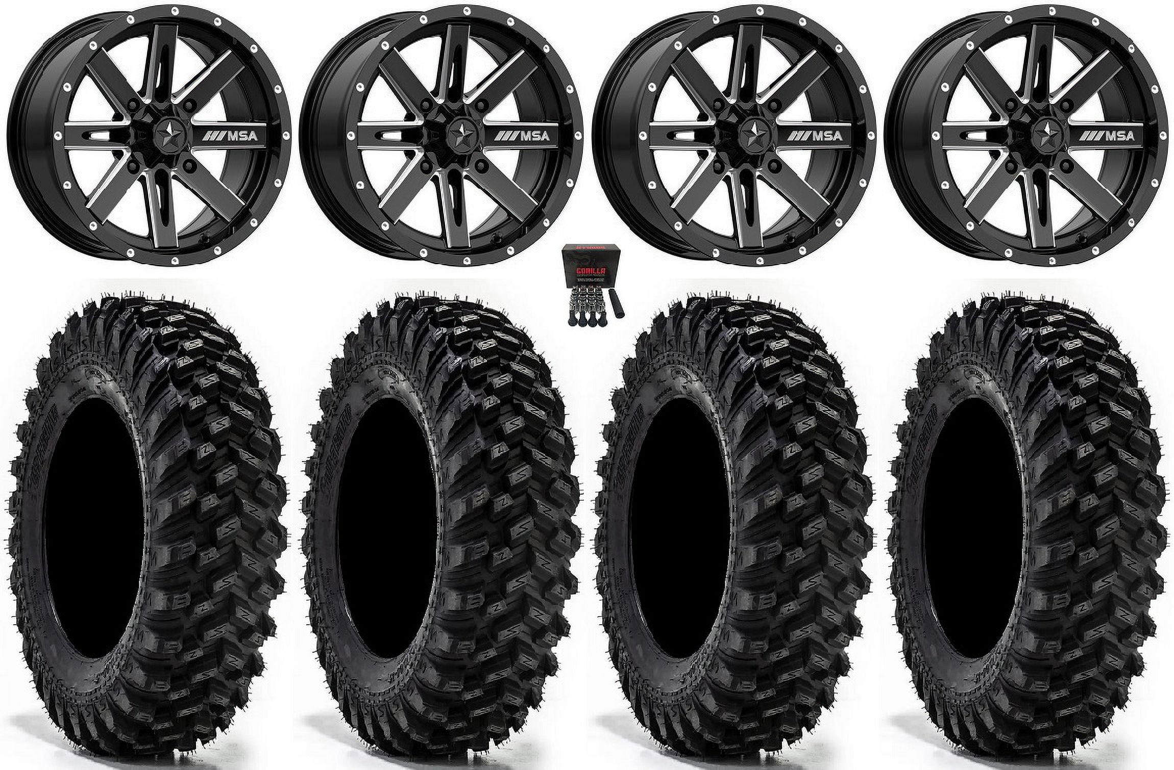 MSA Boxer 14" Wheels Milled 32" Warrior XT Tires Yamaha Viking ...