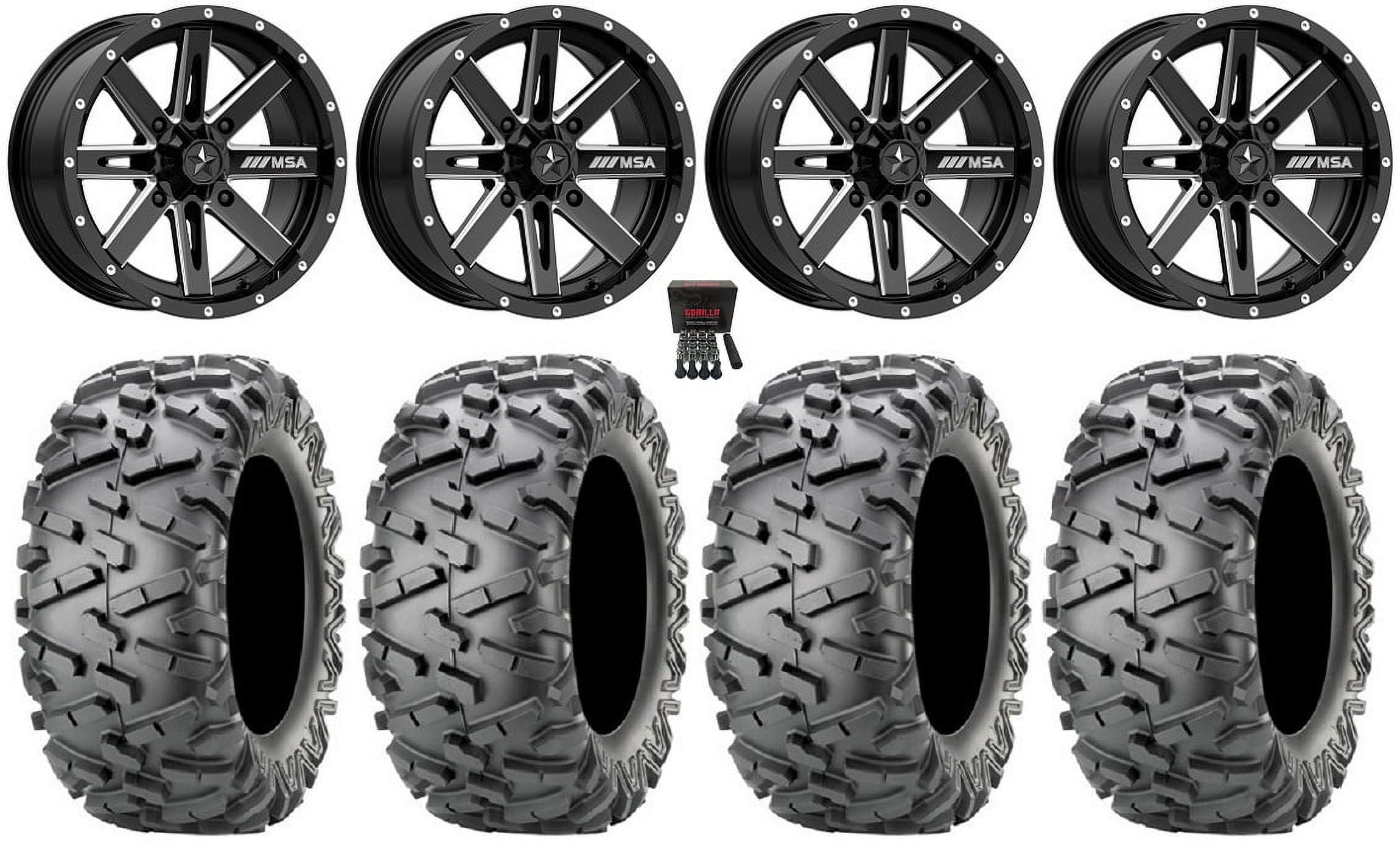 MSA Boxer 15" Wheels Milled 30" Big Horn 2.0 Tires Sportsman RZR Ranger ...