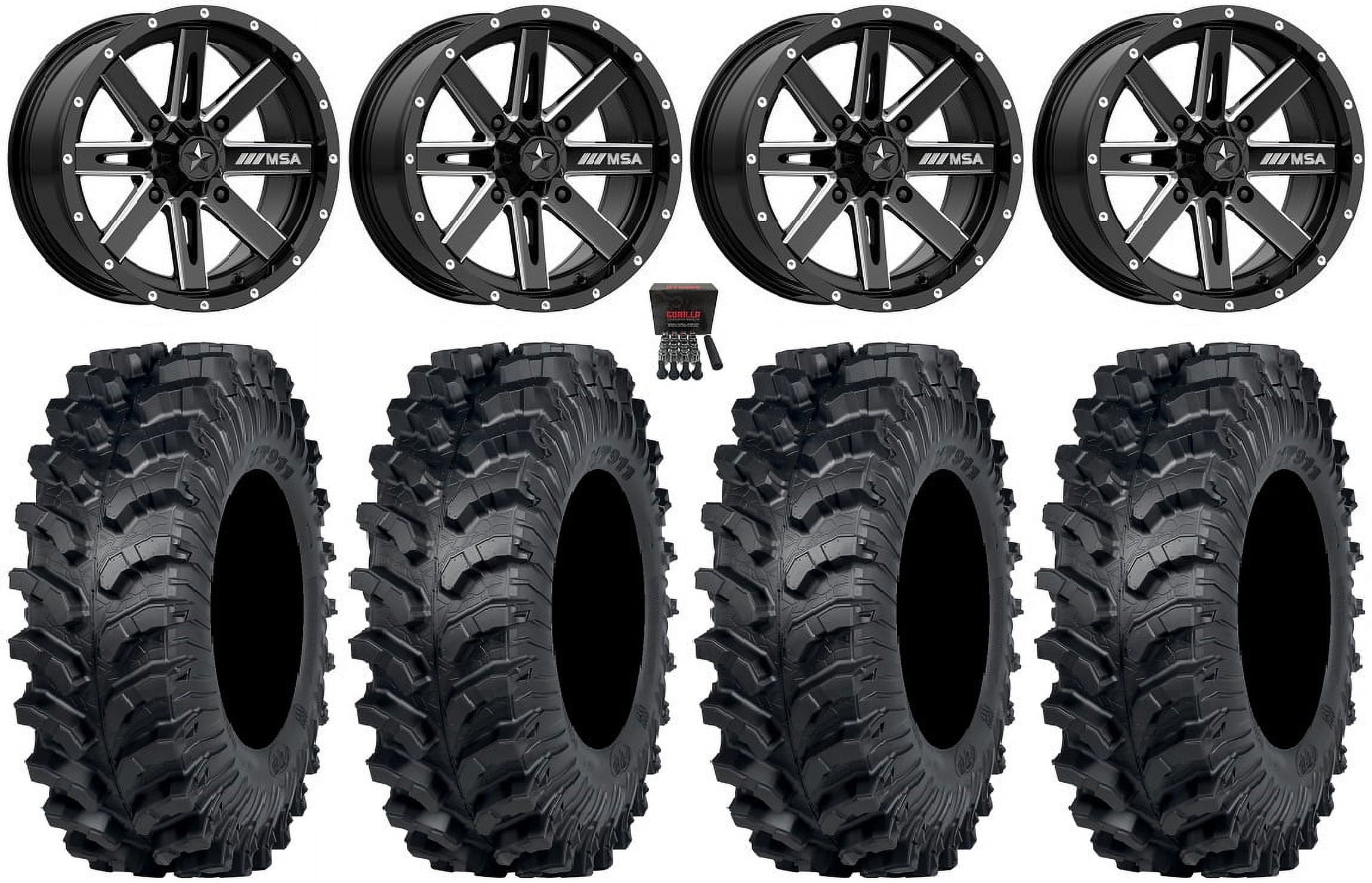 MSA Boxer 15" Wheels Milled 30" MT911 Tires Polaris RZR XP 1000 / PRO ...