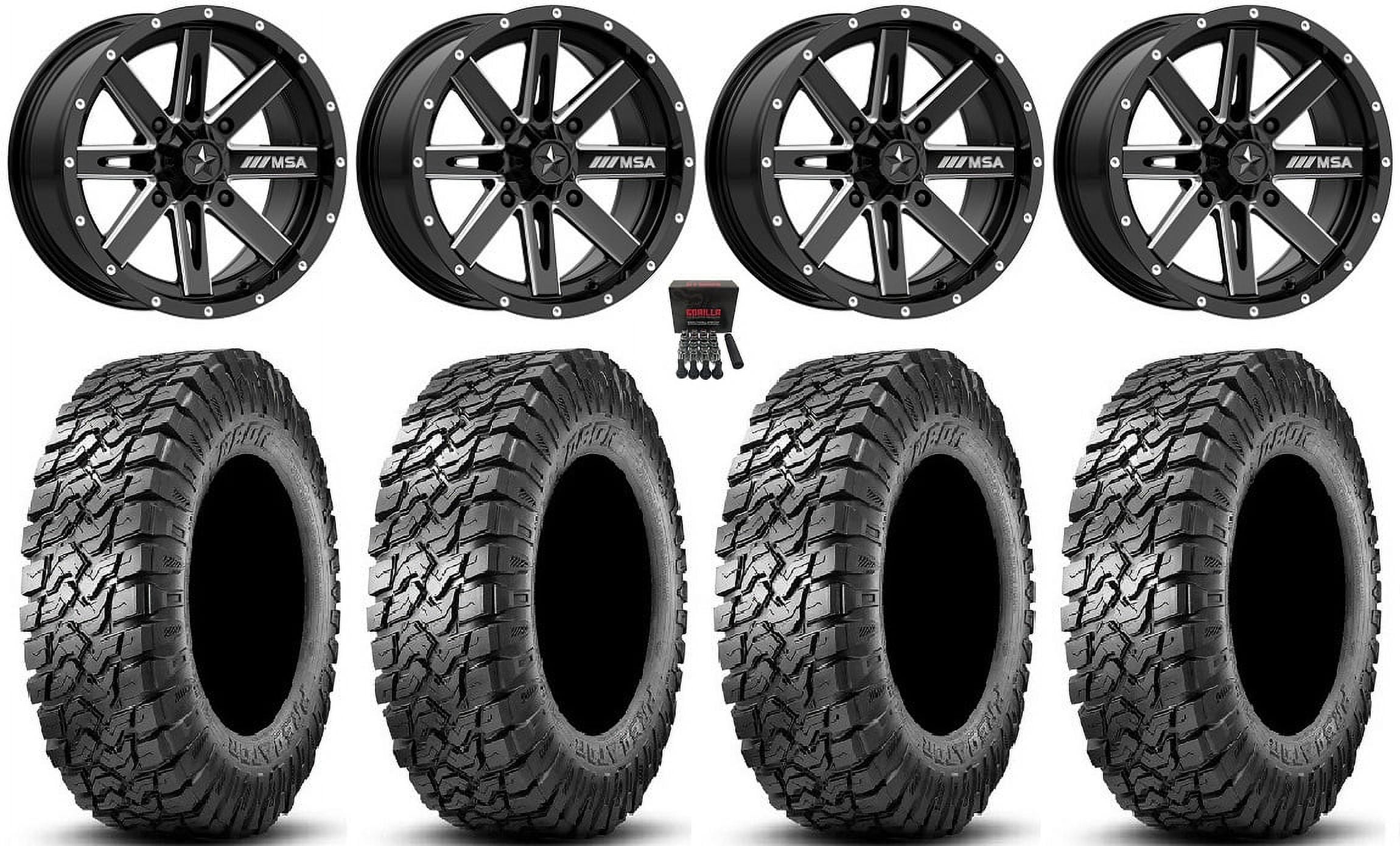 MSA Boxer 15" Wheels Milled 30" Predator Tires Sportsman RZR Ranger ...