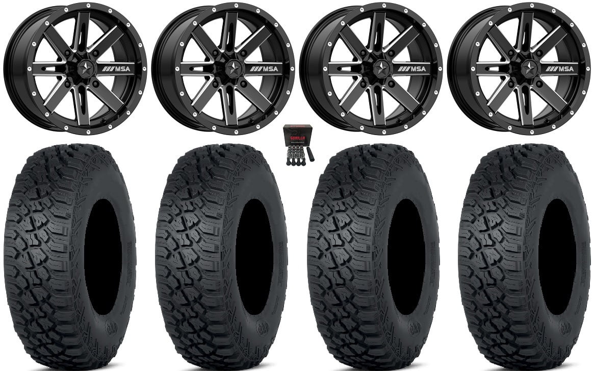 MSA Boxer 15" Wheels Milled 30" Tenacity XNR (8ply) Tires Sportsman RZR ...