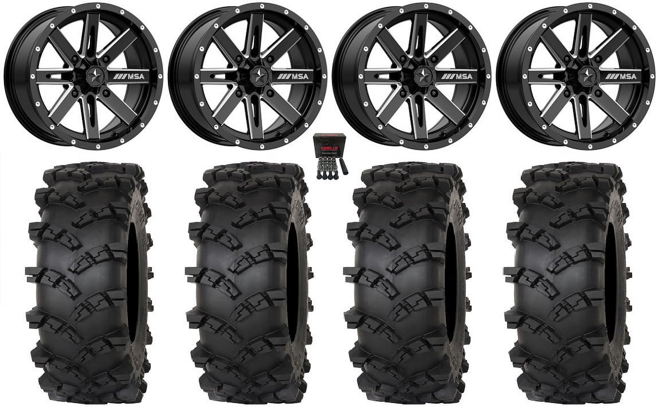 MSA Boxer 15" Wheels Milled 32" Outlaw M/T Tires Can-Am Maverick X3 ...
