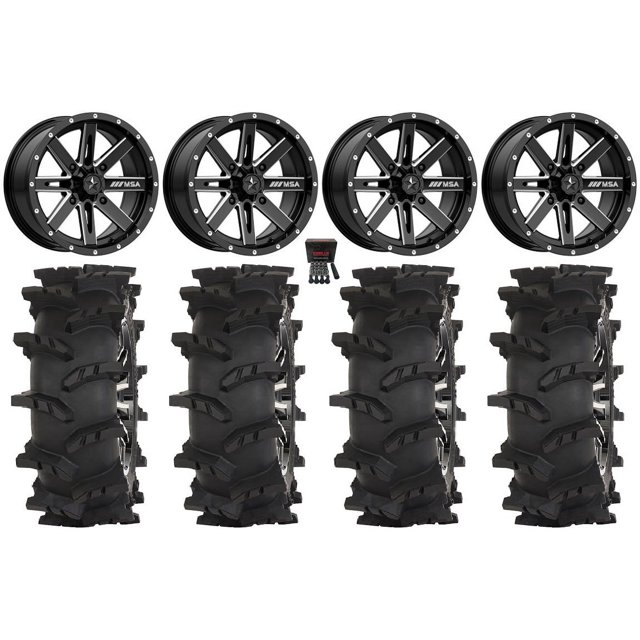 MSA Boxer 15" Wheels Milled 32" Outlaw Max Tires Can-Am Commander ...