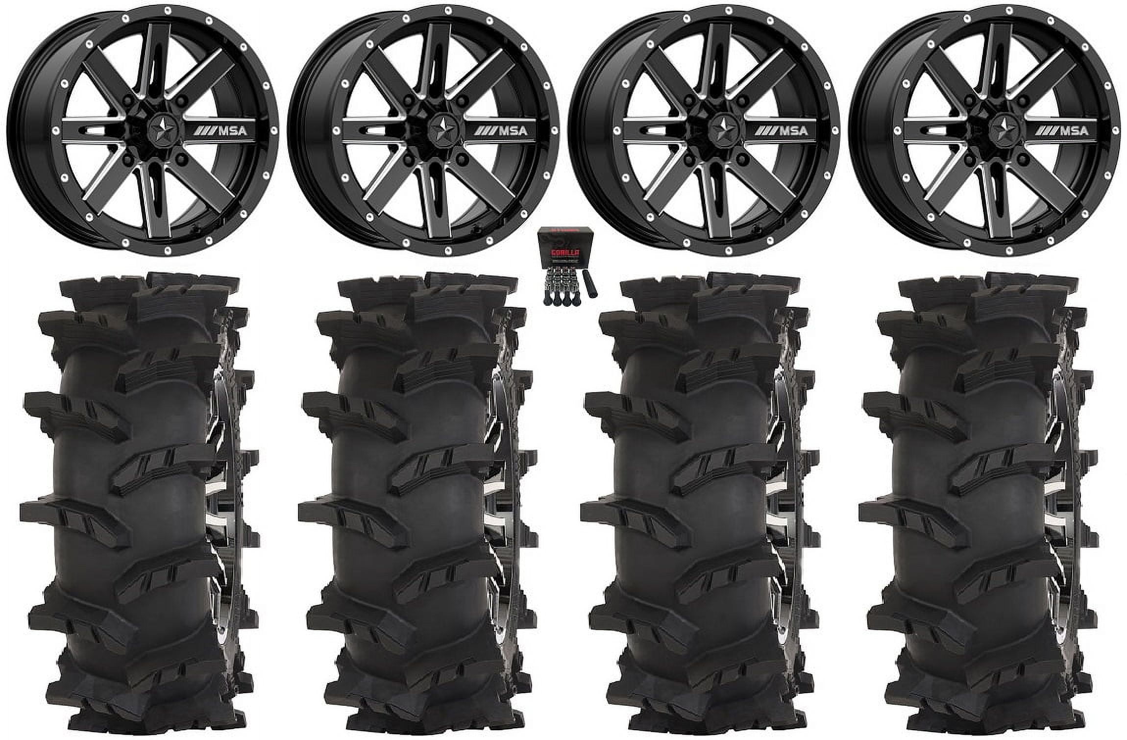MSA Boxer 15" Wheels Milled 32" Outlaw Max Tires Polaris RZR XP 1000 ...