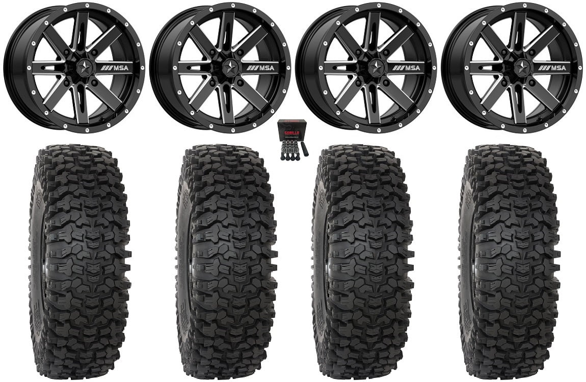 MSA Boxer 15" Wheels Milled 32" RC500S Sticky Tires Can-Am Maverick X3 ...