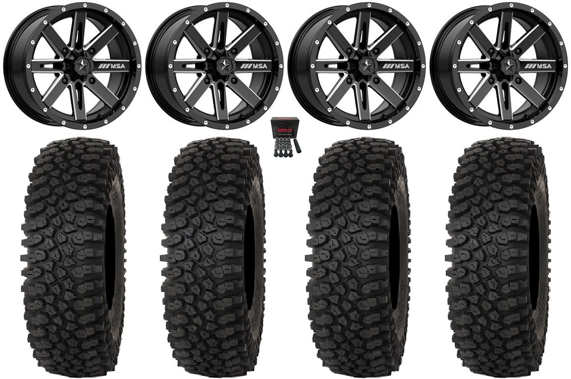 MSA Boxer 15" Wheels Milled 32" Roctane ST Tires Sportsman RZR Ranger ...