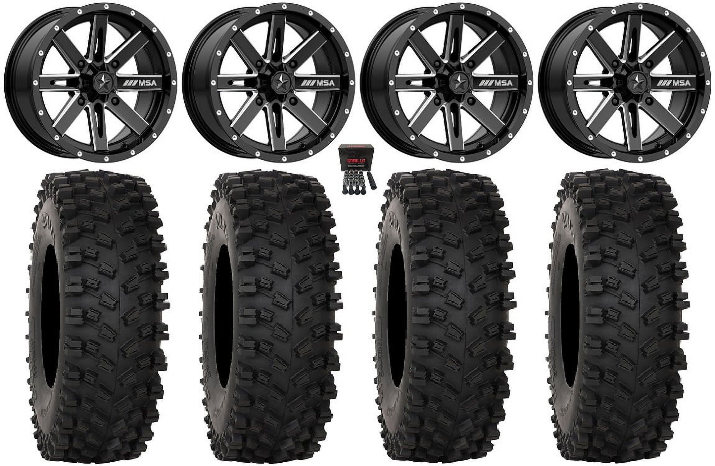 MSA Boxer 15" Wheels Milled 35" ATX470 Tires Sportsman RZR Ranger ...