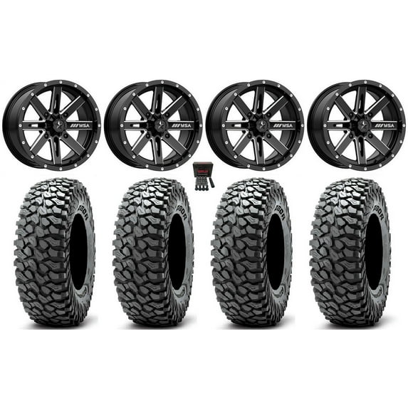 MSA Boxer 15" Wheels Milled 35" RocScraper Tires Polaris RZR XP 1000 ...