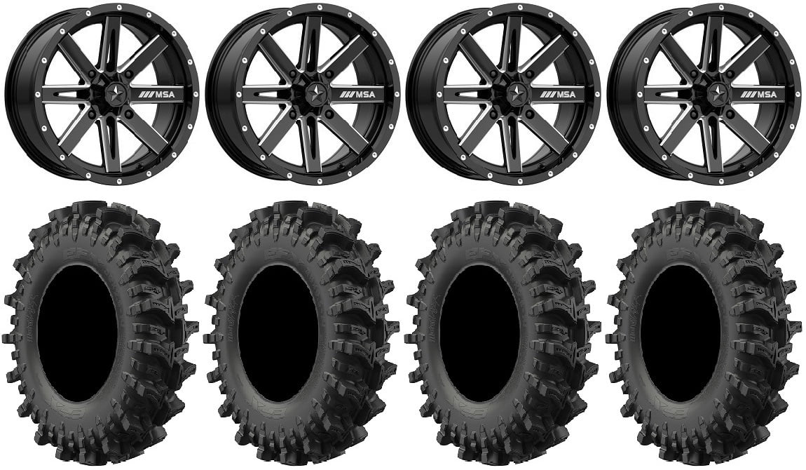 MSA Boxer 16" Wheels Milled 30" MotoSlayer Tires Kawasaki Teryx Mule ...