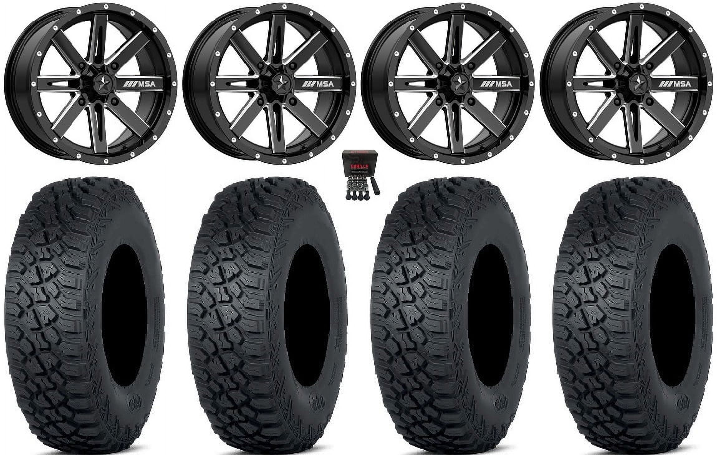 MSA Boxer 16" Wheels Milled 32" Tenacity XNR 8ply Tires Can-Am ...