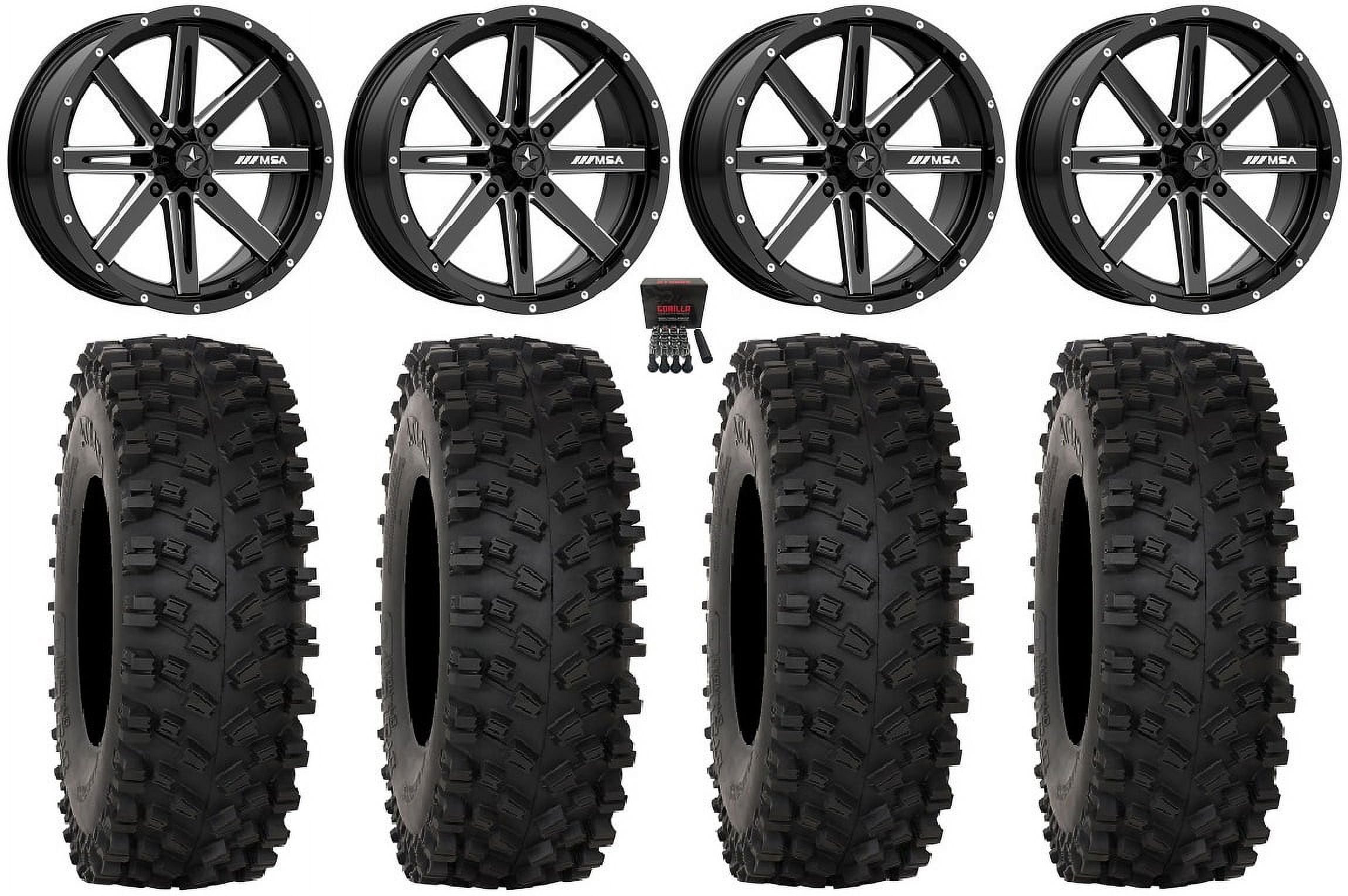 MSA Boxer 18" Wheels Milled 35" ATX470 Tires Can-Am Maverick X3 / Honda ...