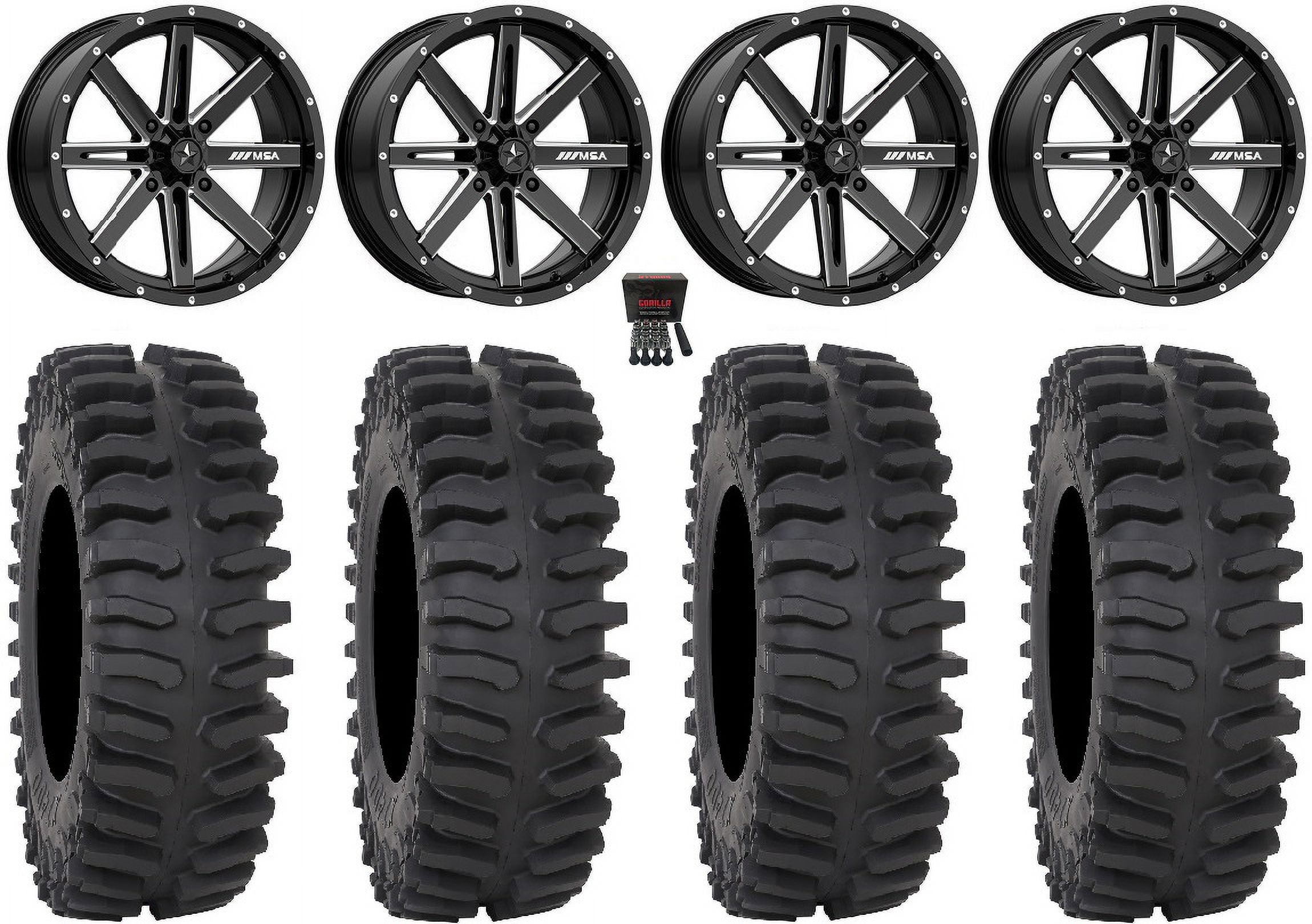 MSA Boxer 18" Wheels Milled 35" XT400 Tires Sportsman RZR Ranger ...