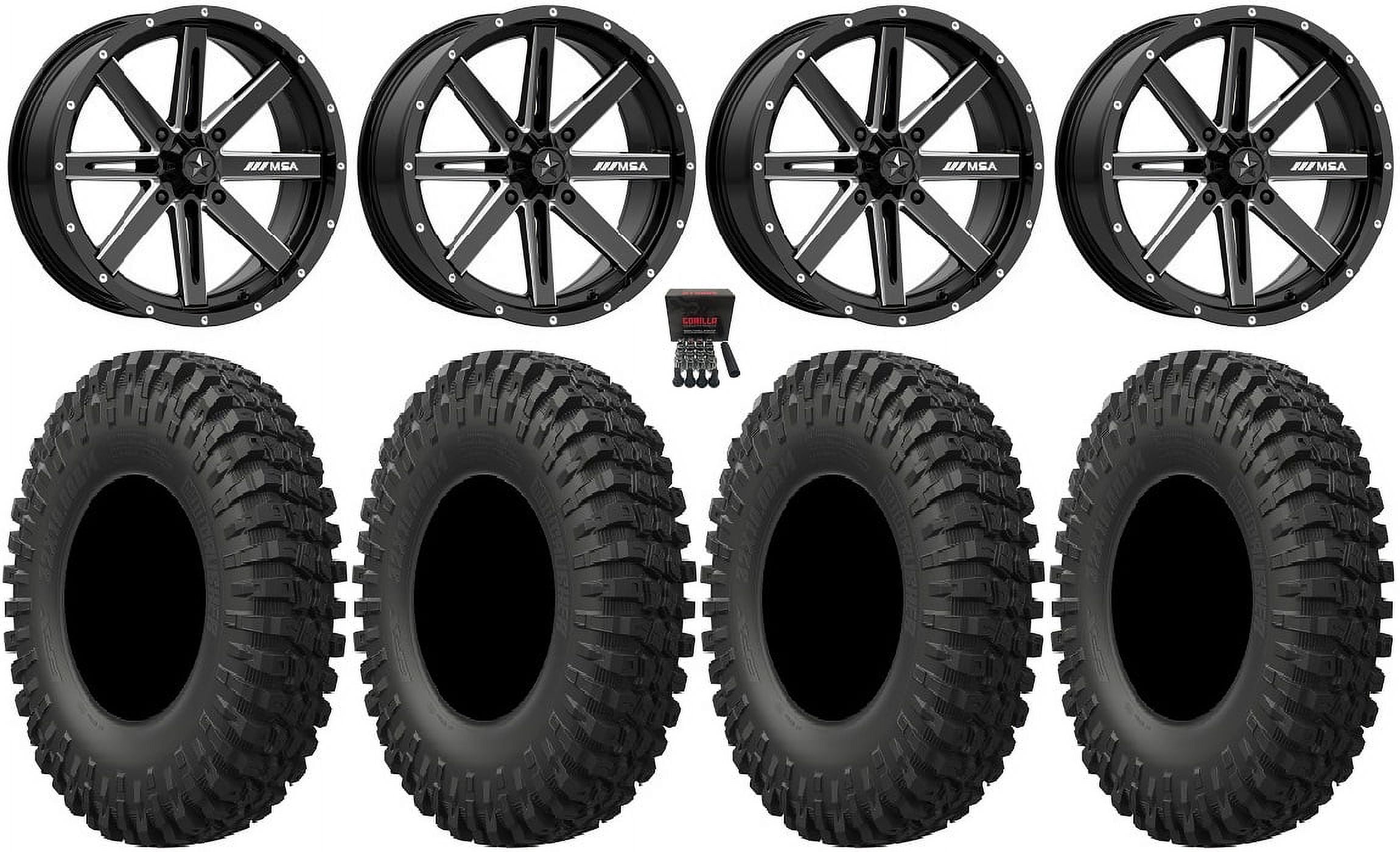 MSA Boxer 18" Wheels Milled 37" MotoCrusher Tires Can-Am Maverick X3 ...