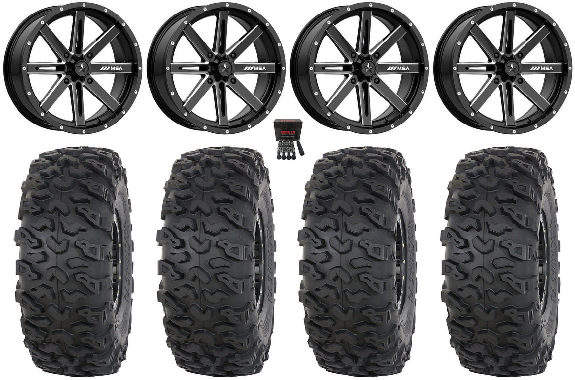 MSA Boxer 18" Wheels Milled 37" Roctane T4 Tires Sportsman RZR Ranger ...