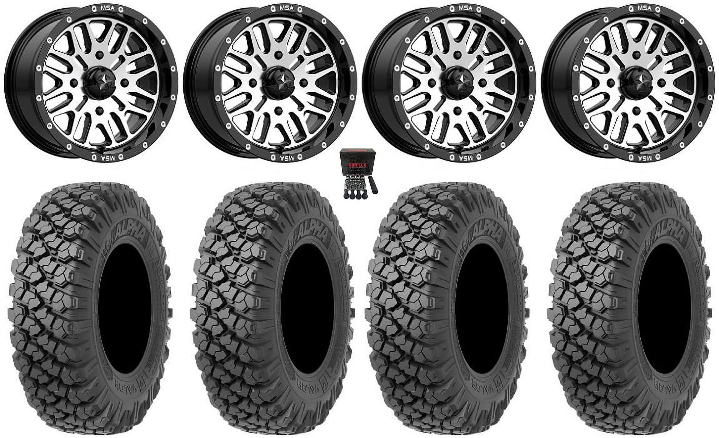 MSA Brute 14" Wheels Machined 30" Alpha Tires Yamaha Viking Wolverine ...