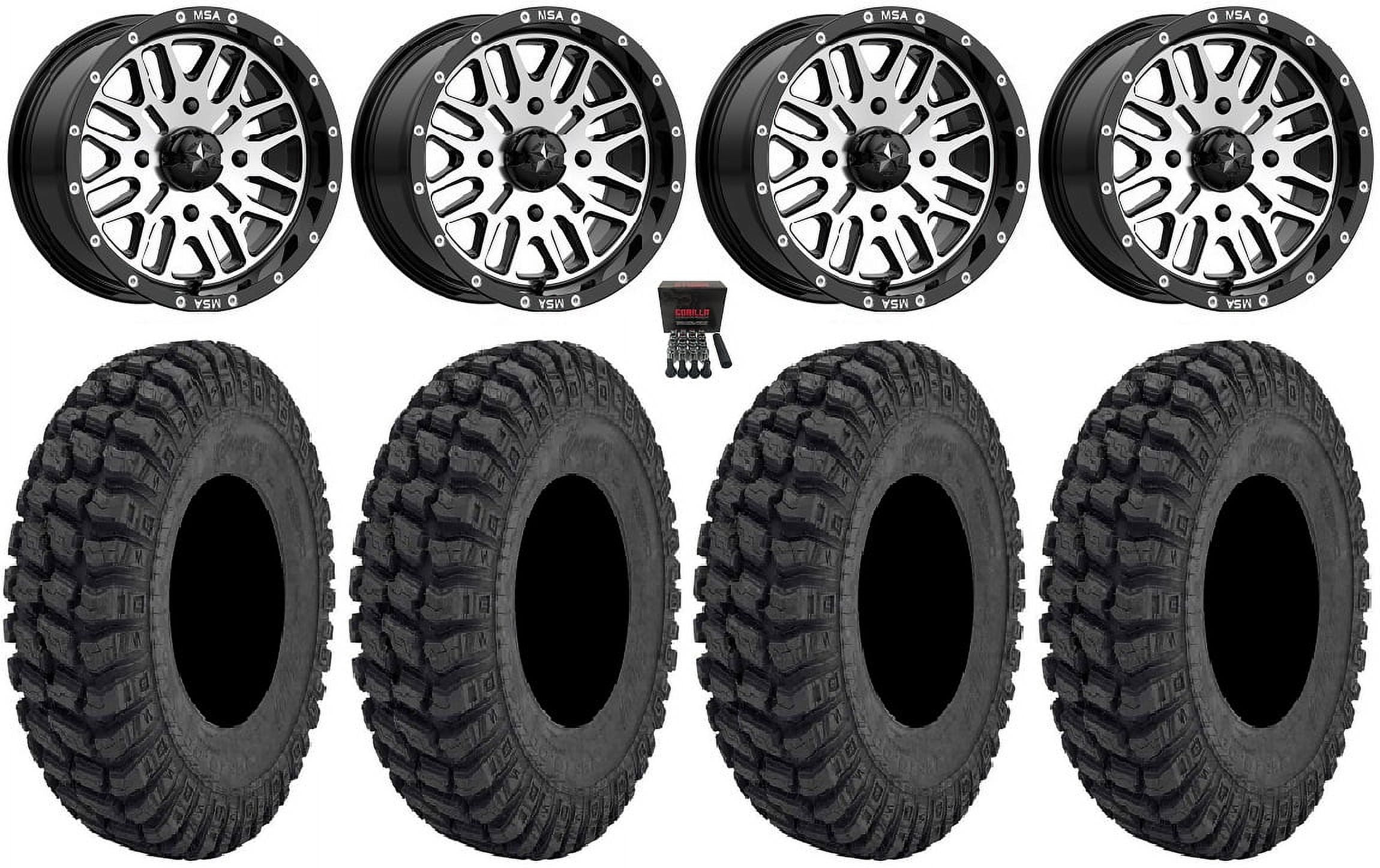 MSA Brute 14" Wheels Machined 32" Warrior AT Tires Yamaha Viking ...